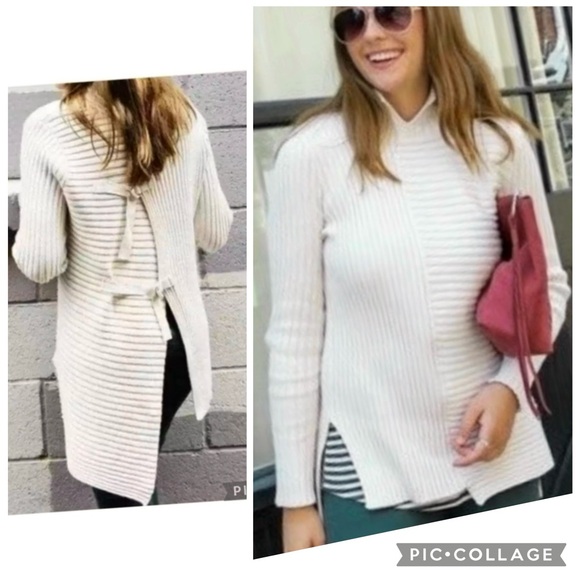 CAbi | Sweaters | Cabi Cotton Asymmetrical D Ring Split Back Ribbed ...